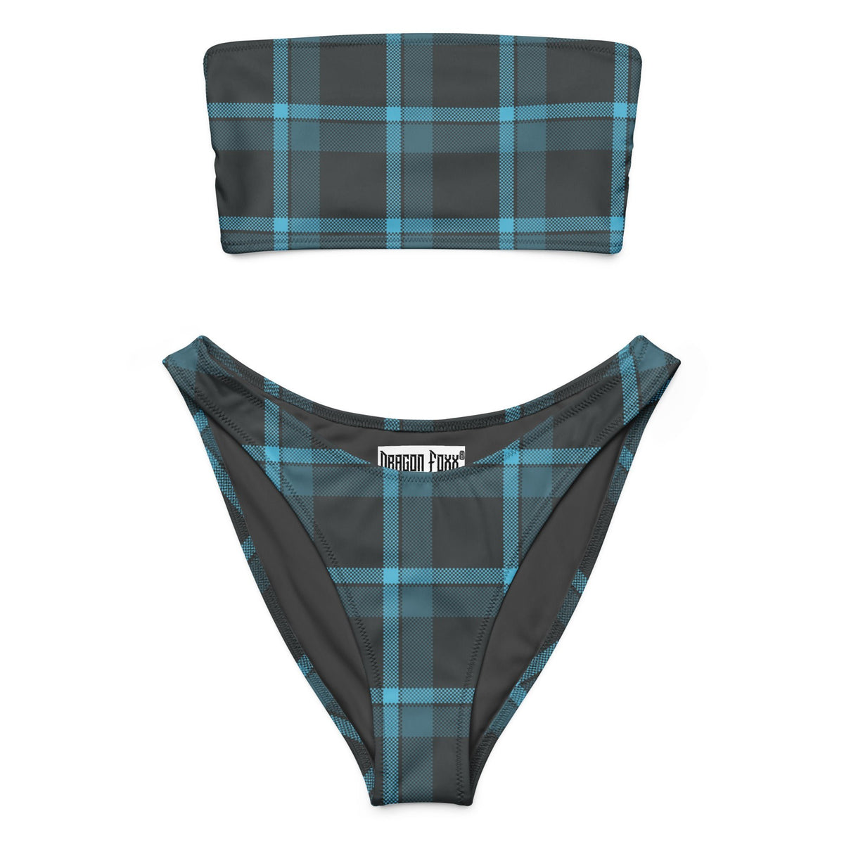 Frostveil Plaid Eco Bandeau Bikini – Dragon Foxx®