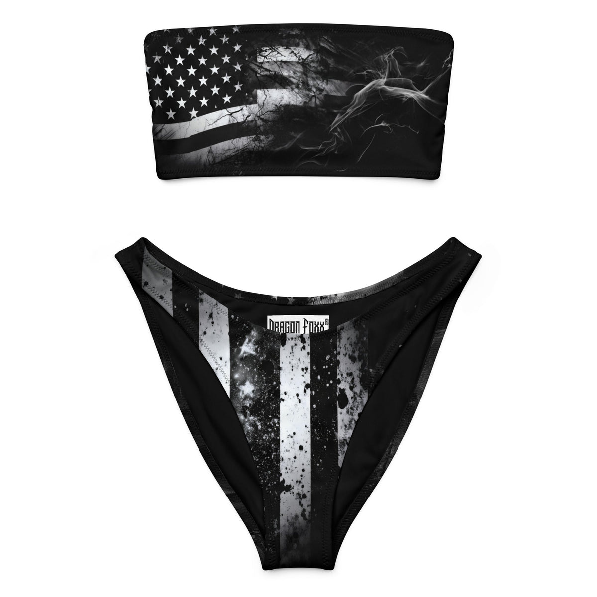 Happy 250 USA Black and White Flag Eco Bandeau Bikini – Dragon Foxx®