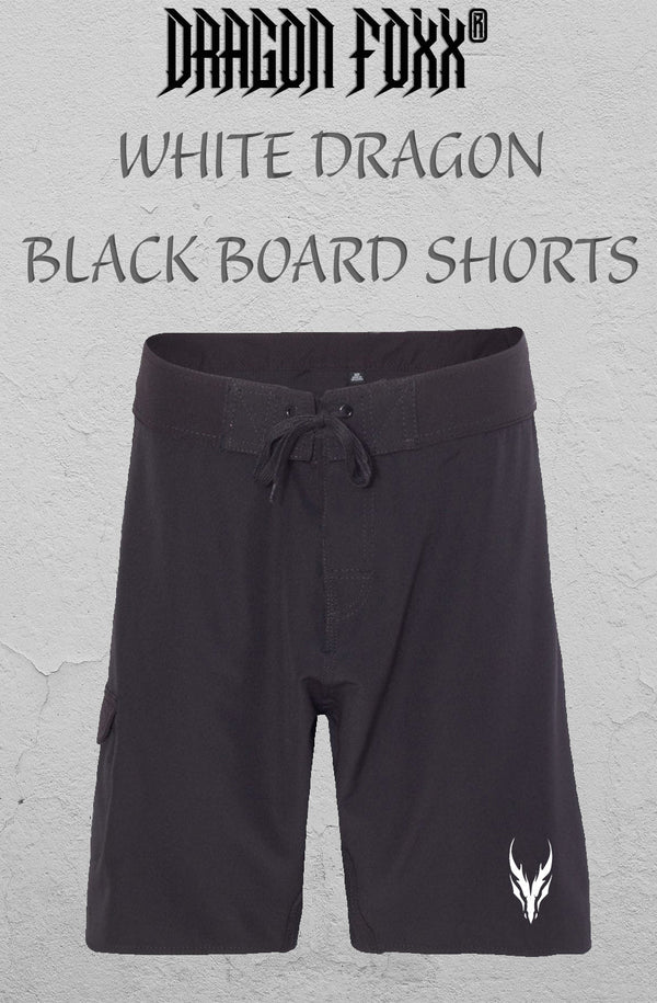 White Dragon Black Board Shorts – Dragon Foxx®