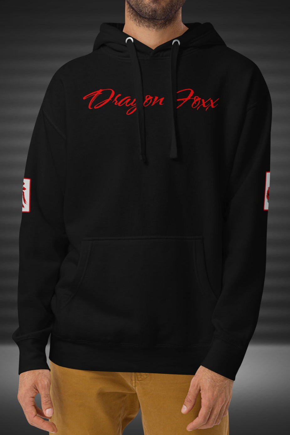Crimson Drake - Dragon Foxx™ Men's Black Hoodie – Dragon Foxx®